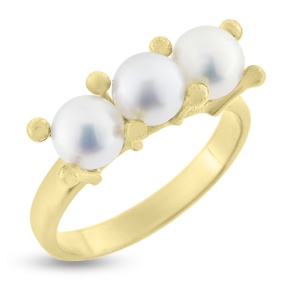 Ring perle 3 ferskvands perler 5mm 14 kt. guld | Pind J. Design